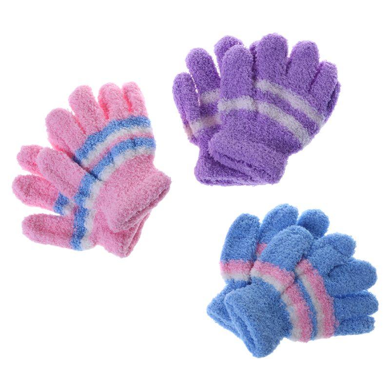 Yan Plush Kids Gloves Lined Winter Colorful Stripe Glove Ful - TikTok ...