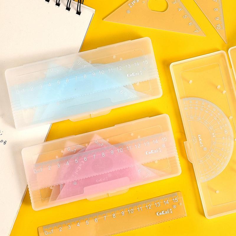 4Pcs/Set Ruler Set Plastic Geometry Maths Drawing Stationery - TikTok ...