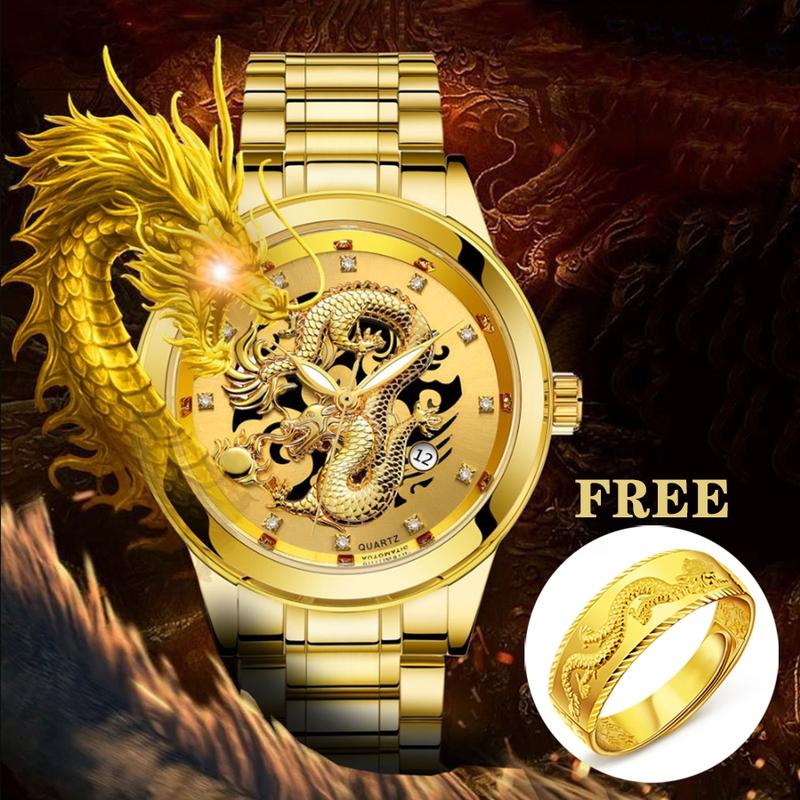 Dragon watch for men, Gold Dragon watch set, quartz movement - TikTok ...