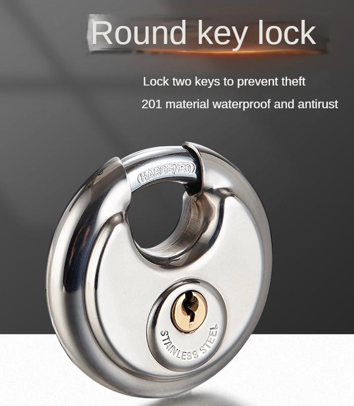 JF Stainless Steel Anti-Theft Padlock Disc Round Lock for Warehouse ...