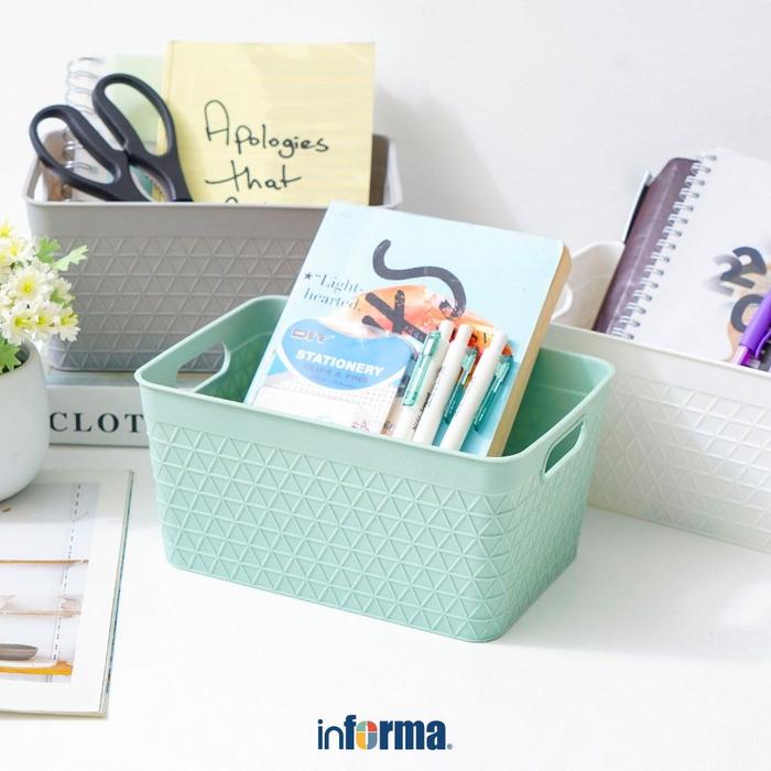 Promo Informa 22.5X15.8X11.5 cm Keranjang Serbaguna Waffle - Hijau ...