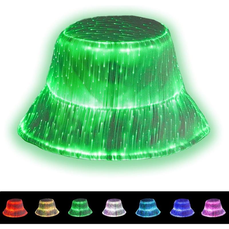 USB Rechargeable LED Rave Bucket Hat-7 Colors Glow in the Dark ...