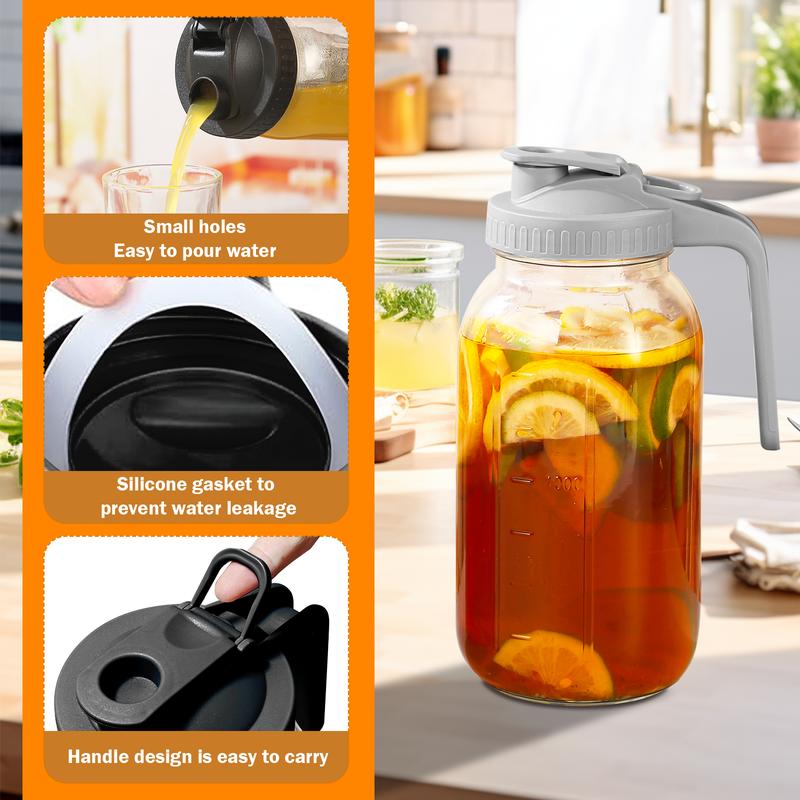 2 Pack Glass Pitchers with Lid, 64 oz Sun Tea Pitcher, Half Gallon ...