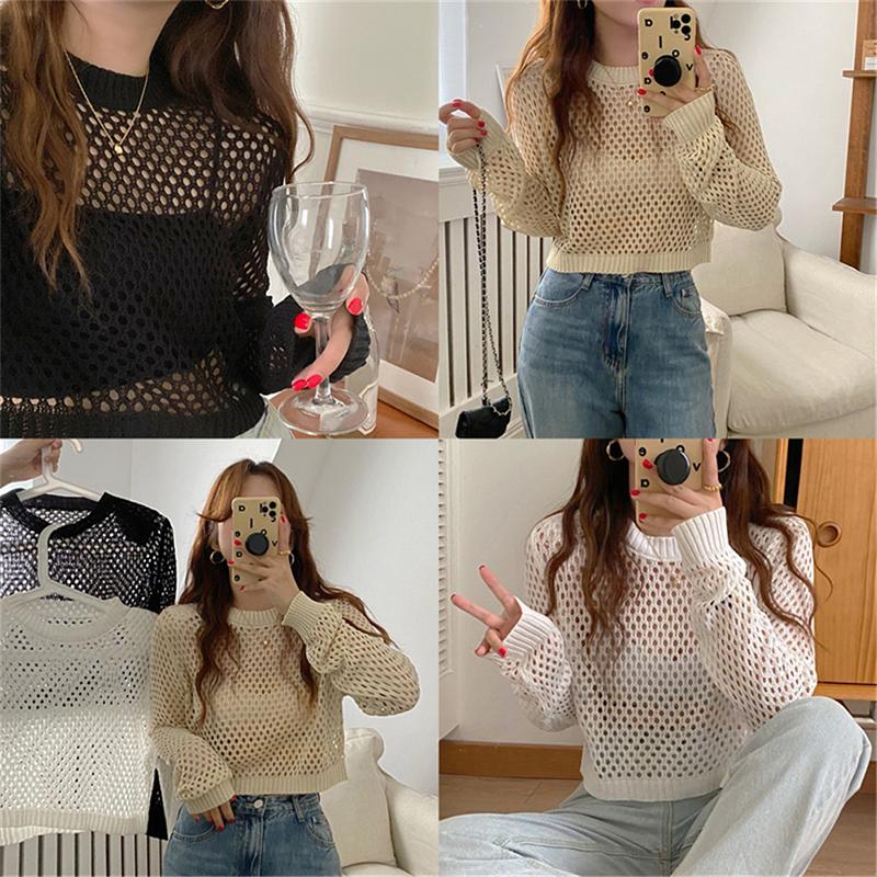 Baju sejuk rajutan Y2K untuk wanita, baju sejuk leher bulat, - TikTok ...