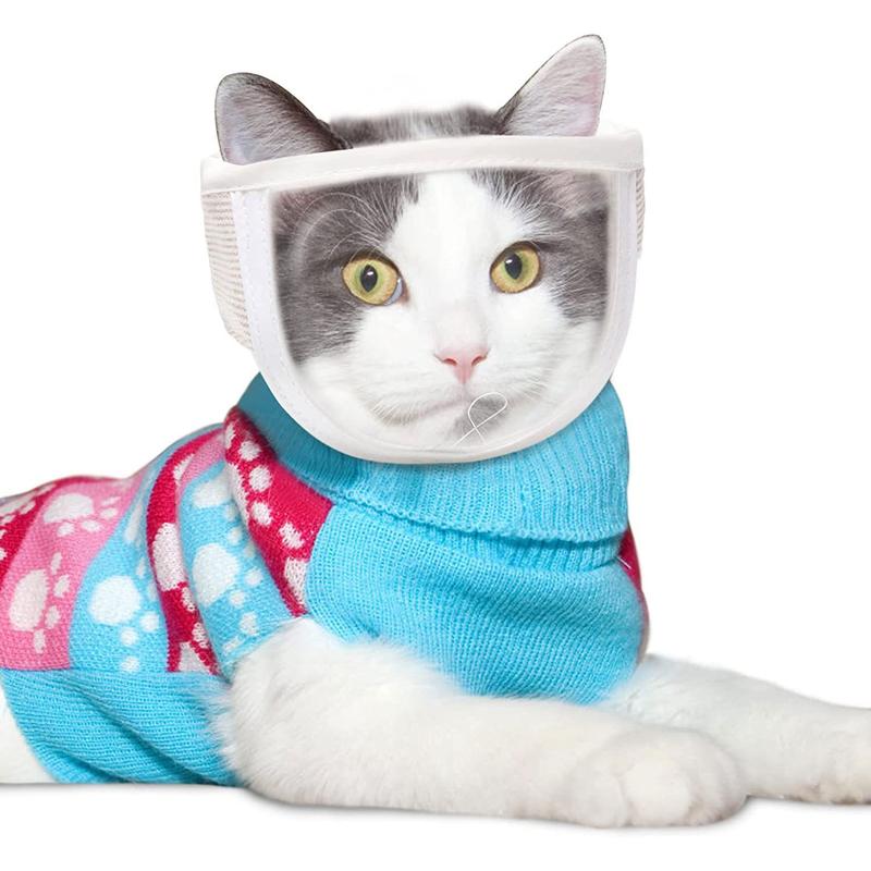 Breathable Clear Cat Muzzle Anti-Bite Grooming Cover Portable Head Hood ...