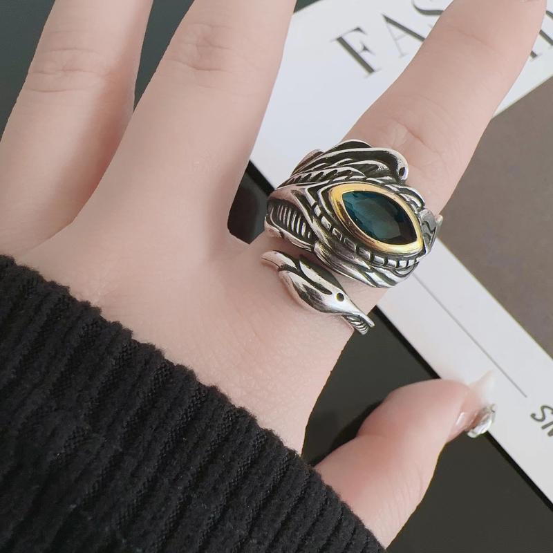 Dapeng Golden Wing Bird Feather Ring for Men Trendy Inlaid Topaz ...