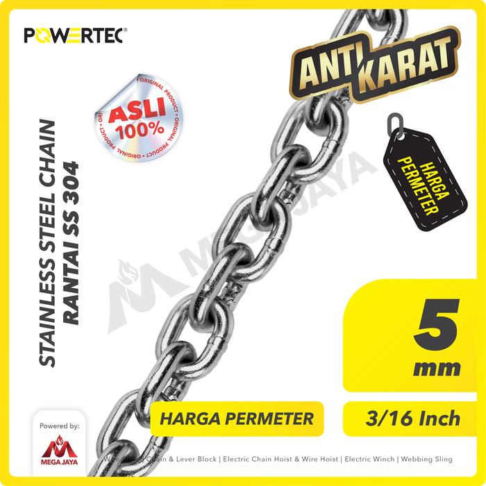 Promo POWERTEC Rantai SS 304 5mm Stainless Steel Chain - Meteran ...