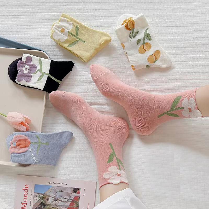 Cute Sweet Three-Dimensional Flower Print Socks For Women - TikTok Shop ...