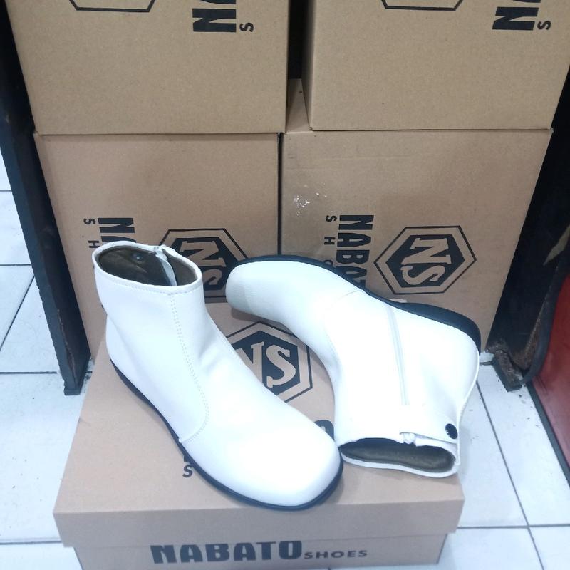 Sepatu Boot PDH Wanita Sleting Datar putih - Shop | Tokopedia