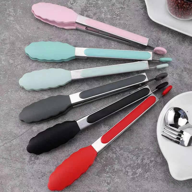 Silicone Tongs Multi-Color, Non-Stick, Mini Stainless Steel Silicone ...