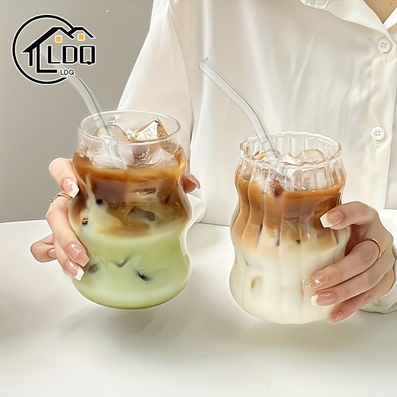 Cawan Kaca dengan Straw, Kapasiti Besar, 2pcs, Jelas, Tahan Lama ...