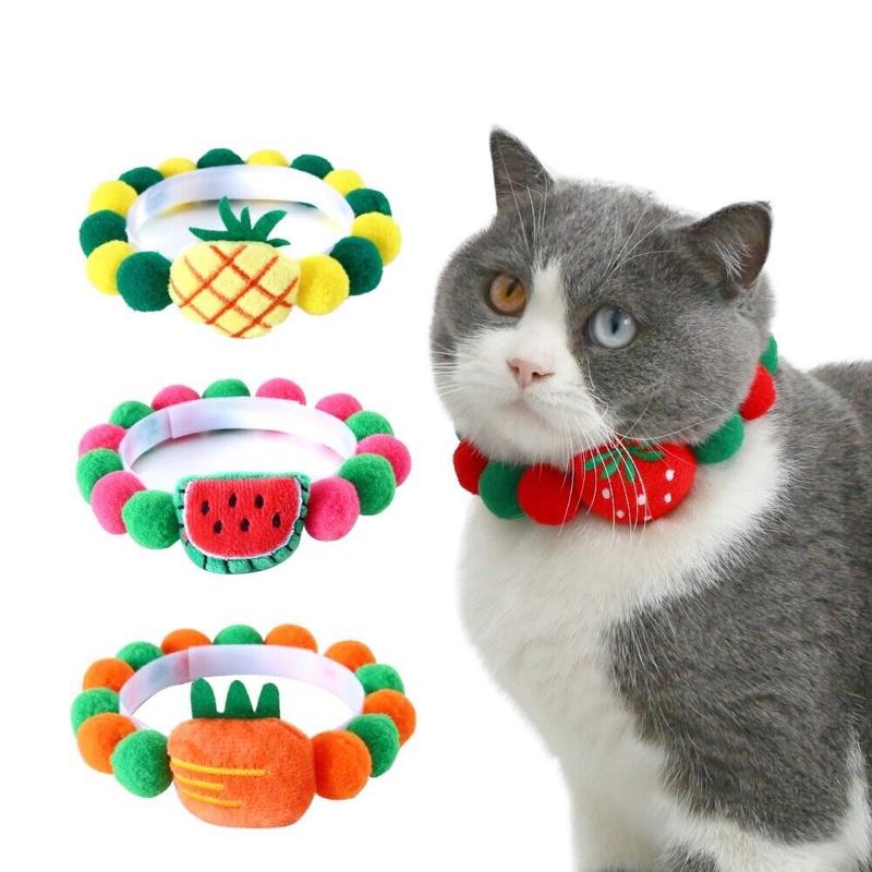 Pet Cat Dog Cartoon Plush Fruit Colorful Ball Collar Watermelon ...