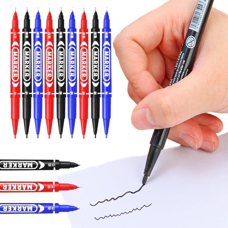 1PC Quick-drying Permanent Marker Pen 0.5/1mm Double-headed Waterproof ...
