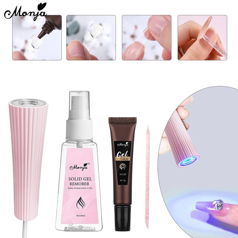Set Seni Kuku, Monja, 4 Keping, 60ml Gam UV Kuku Penanggal, Tekan ...