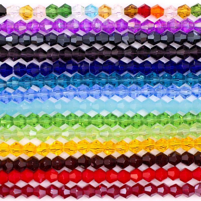 4mm Bicone Glass Bead Loose Crystal Spacer Bead Faceted Diamond ...