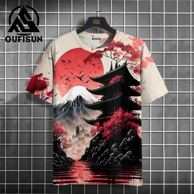 Japanese Style Men's T-Shirt Warrior Pattern Printed T-Shirt - TikTok ...