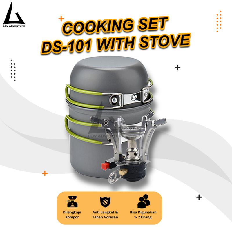 LOV Cooking Set Camping DS-101 + Kepala Kompor Gas Lipat Min - TikTok Shop