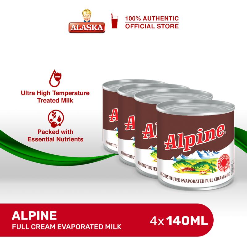 Alpine Full Cream Evaporated Milk 140ml | Set of 4 - TikTok Shop ...