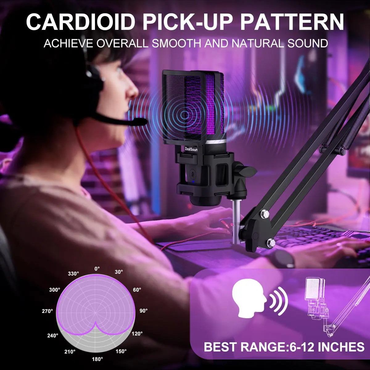 Multifunctional USB Gaming PC Microphone, 1 Set Computer Condenser ...