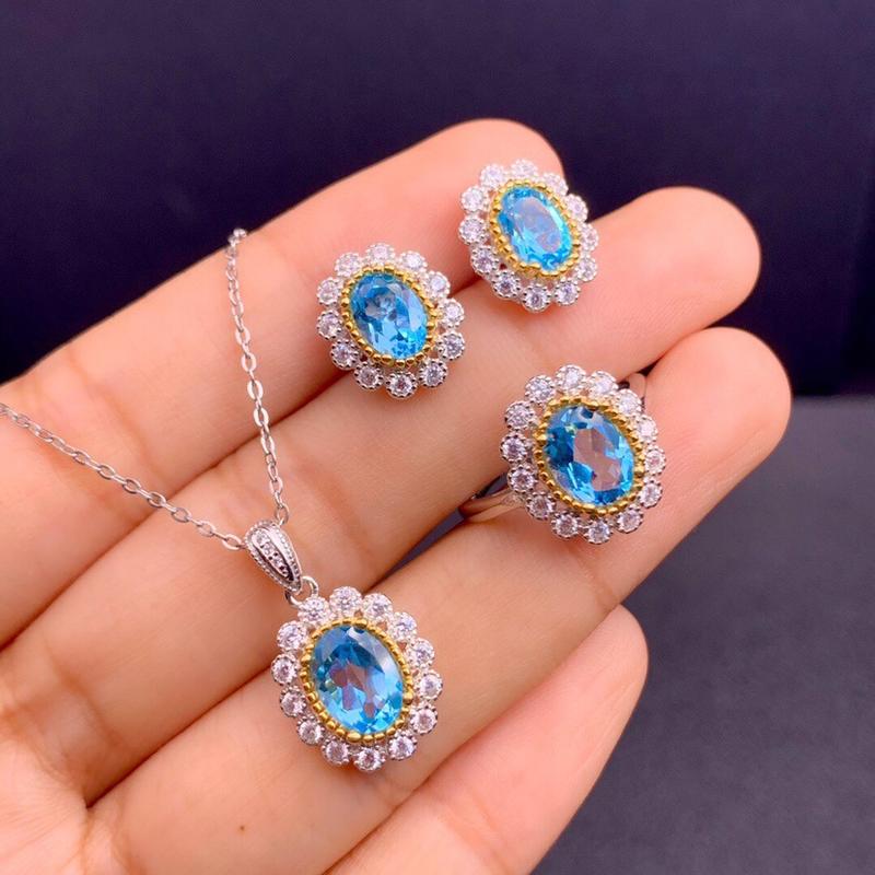 New Yellow Gold Suit Artificial Sea Blue Topaz SUNFLOWER Ope - TikTok ...