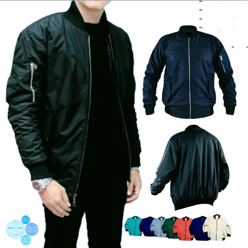 Jacket&Coats Bomber pria/wanita Polos Hitam Santai Jaket Pri - Shop ...