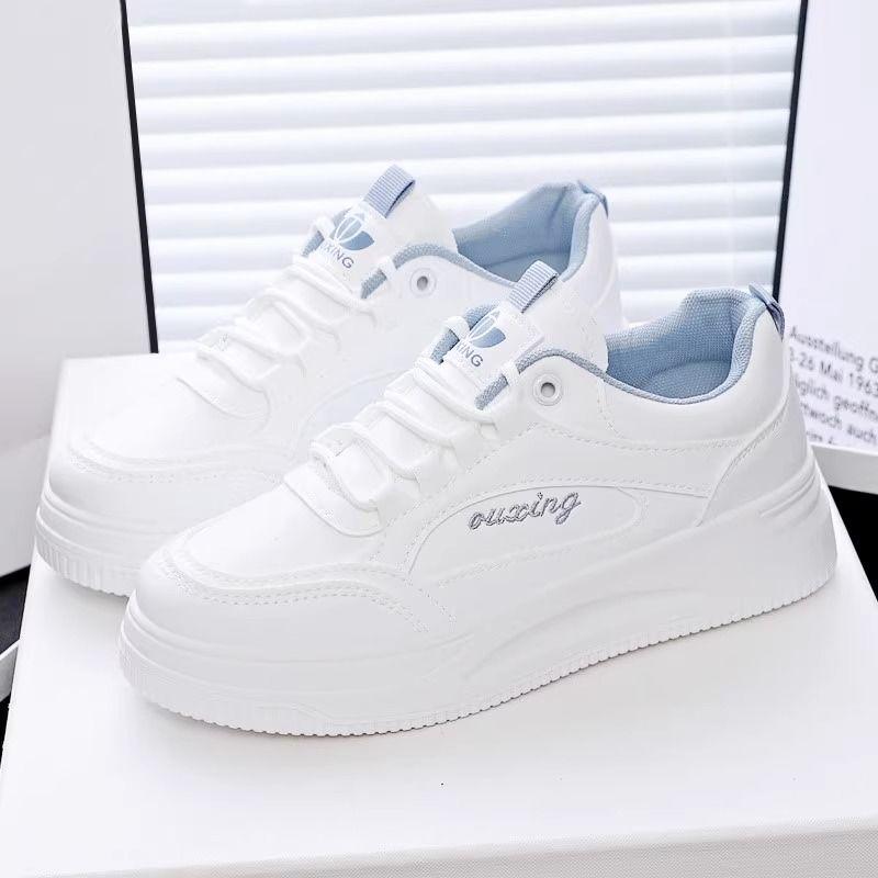 Thick soled height increasing lightweight new sports white shoes with ...