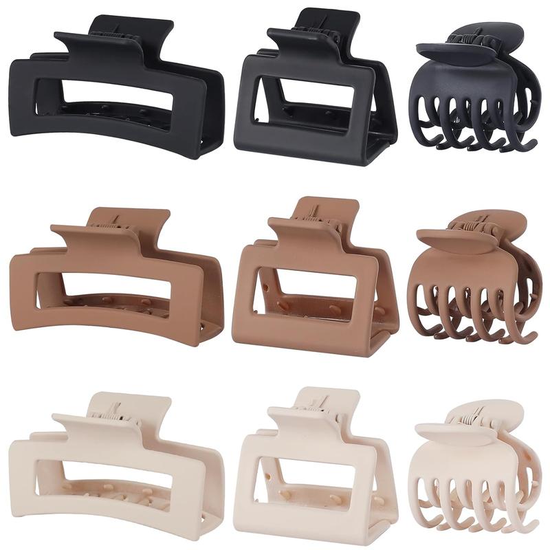 Medium Claw Hair Clips Set for Women - 3 Styles 9 pcs Rectangle ...