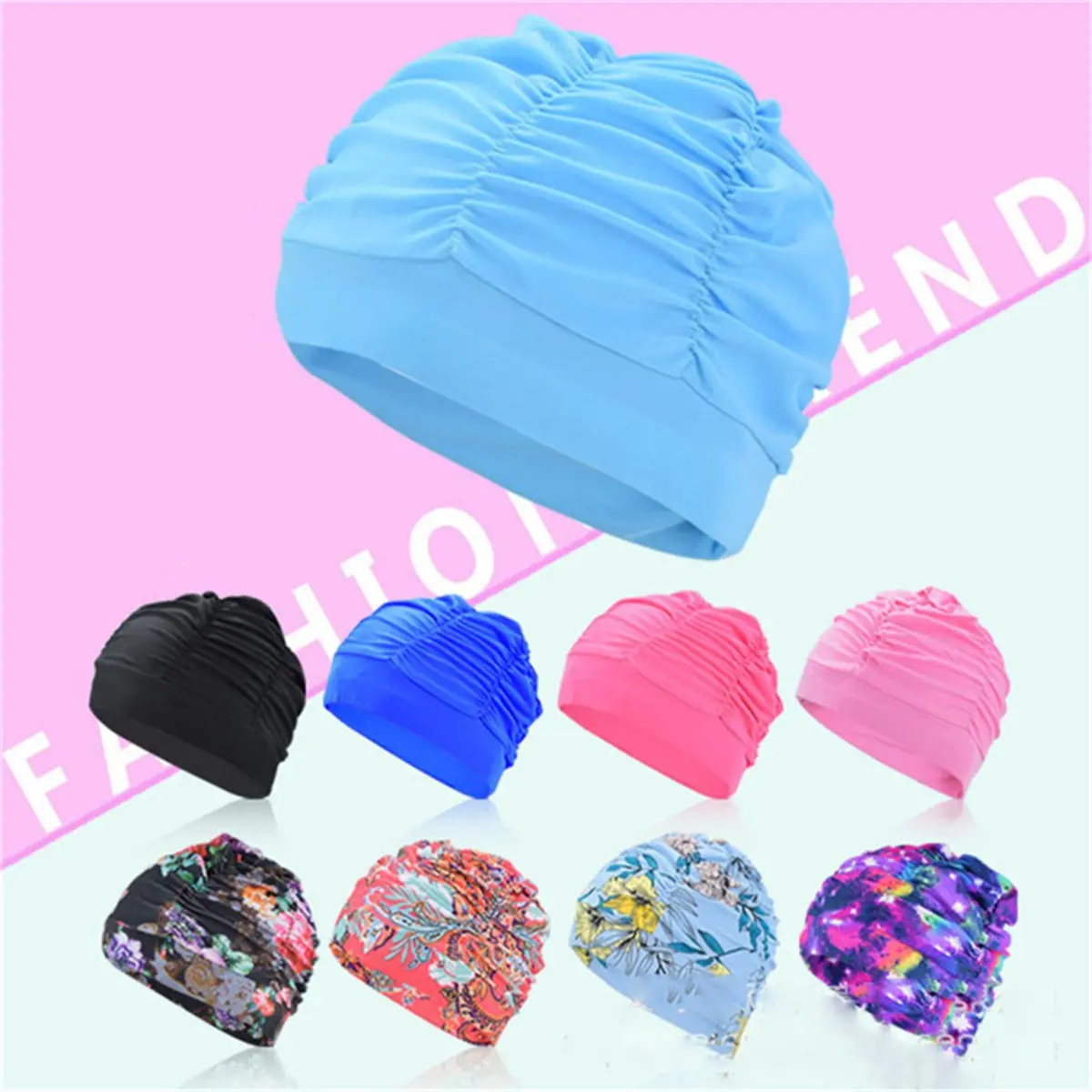 Swimming Pool Hat Ladies Turban Swim Cap Shower Adjustable Unisex Adult ...