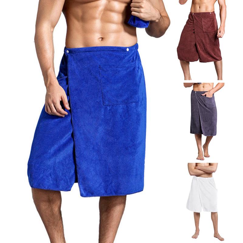 Men Microfiber Bath Towel with Pocket Absorbent Warm Private Parts ...