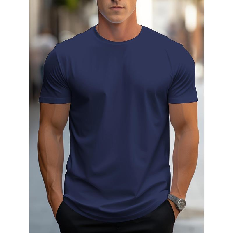 Men's solid color short-sleeved round neck TTT-shirt, men's casual ...