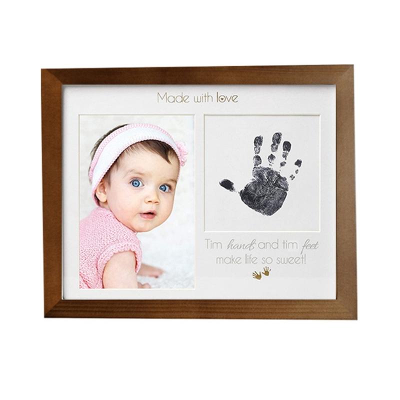 Newborn Infant Handprint Footprint Wood Picture Frame Photo Ornaments ...
