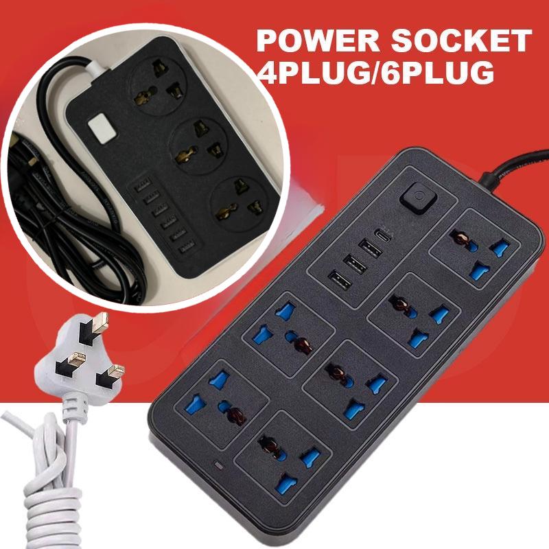 Universal Electric socket 6 Power Socket Extension wire USB Ports ...
