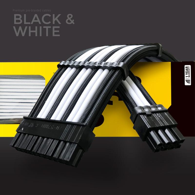 MODDING CABLES | SLEV.30 | PREMIUM PRE-BRAIDED | GREY BLACK STRIPE ...