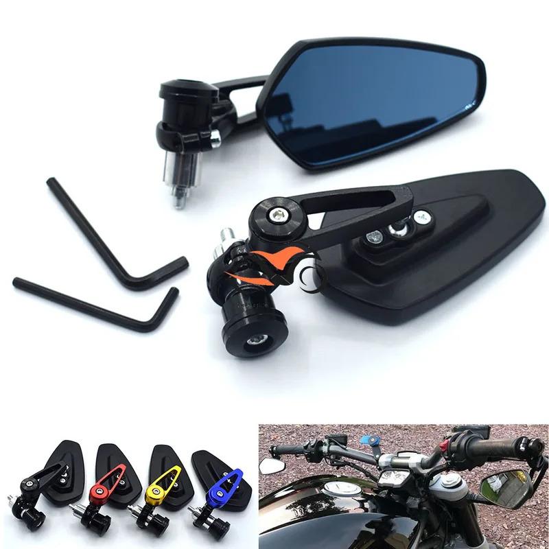 Universial 7/8" 22mm Handlebar Side Rearview Mirrors Aluminum Bar End ...