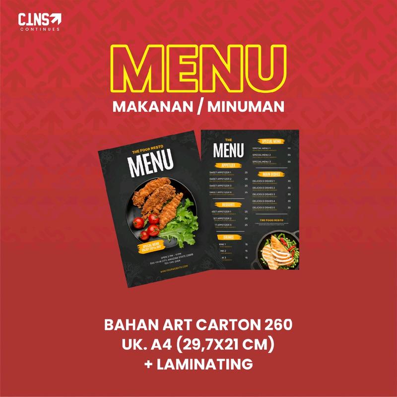 Cetak Menu + Laminating A4 - Shop | Tokopedia