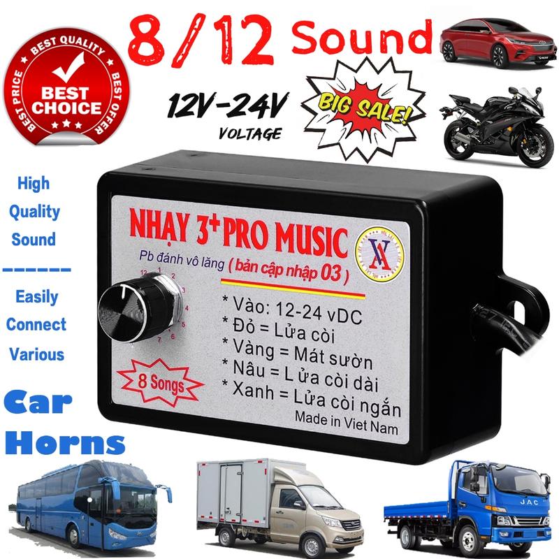8/12 sound Car Horn Controller Electric Nhay 3+ Pro Music Rapid ...