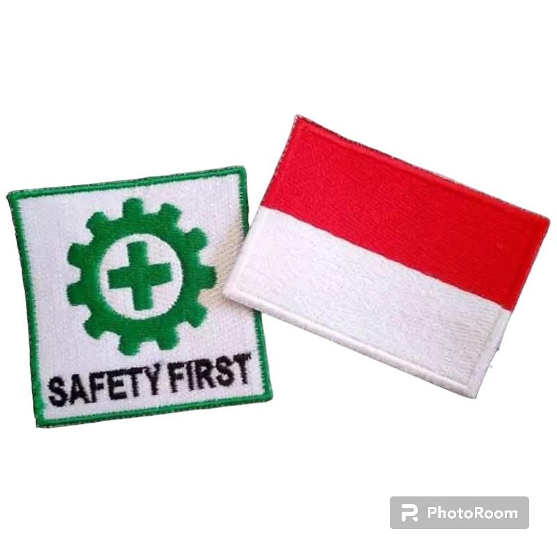 Badge Logo Bordir Bendera Merah Putih Dan K3 Safety First Proyek - Shop ...