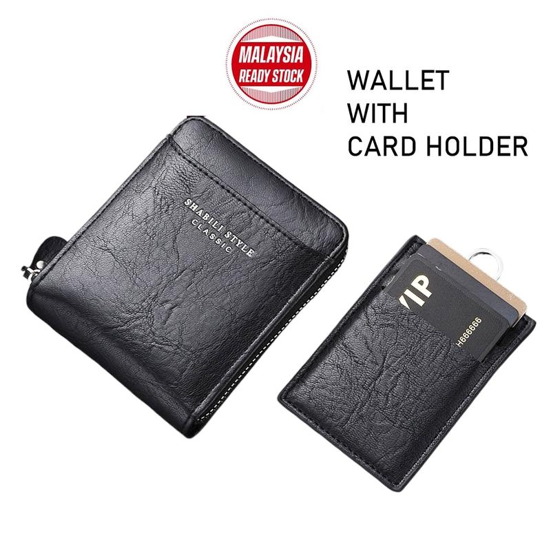 Beg Duit Lelaki PU Leather Men Zipper Wallet With Front Card - TikTok ...