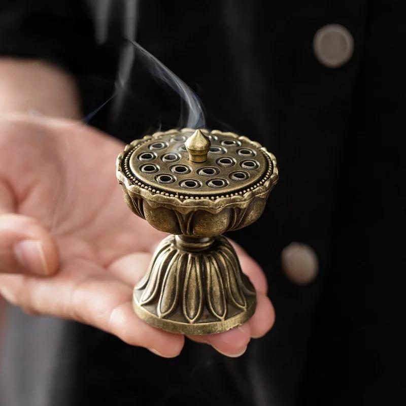 Zen Lotus Copper Incense Burner Pure Copper Antique Old Treasure ...