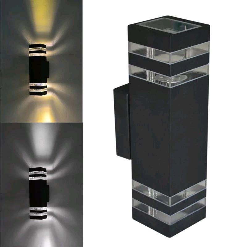 LAMPU PILAR KOTAK PERSEGI HITAM WALL LIGHT MINIMALIS 2 ARAH LAMPU ...