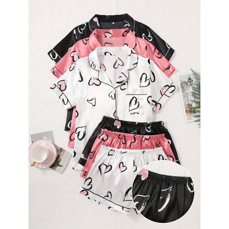 Women's Love Print Color Dicing Rope Turnover Collar Cardiga - TikTok ...