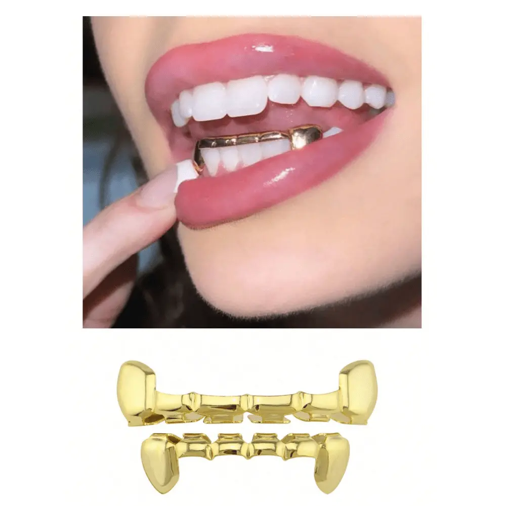 1 Set of 18K Golden Plated american Hip hop style Ho sinners Grillz Set ...