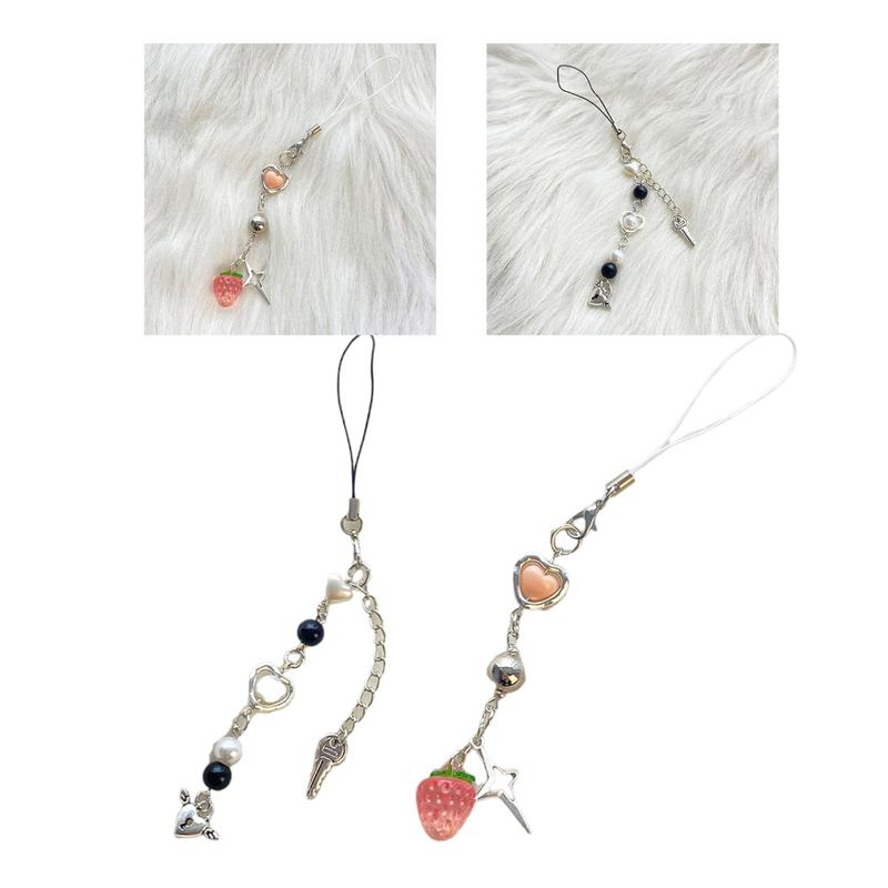 Shiyi Sweet Heart Lock Strawberry Pendant Chain Phone Straps - TikTok ...