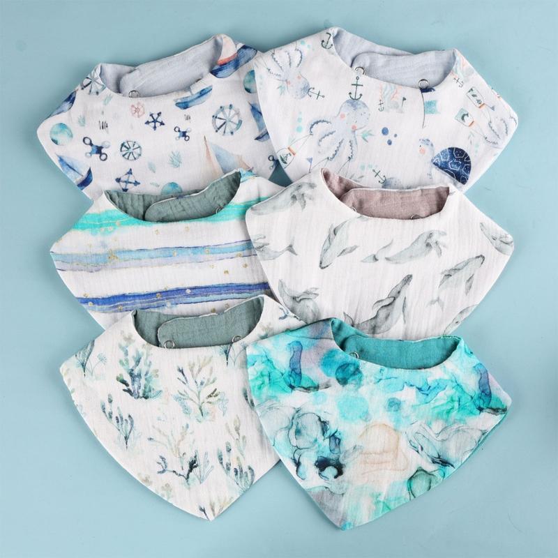 Multifunction Muslin Bibs Soft Breathable Triangle Bib 6-layers for ...