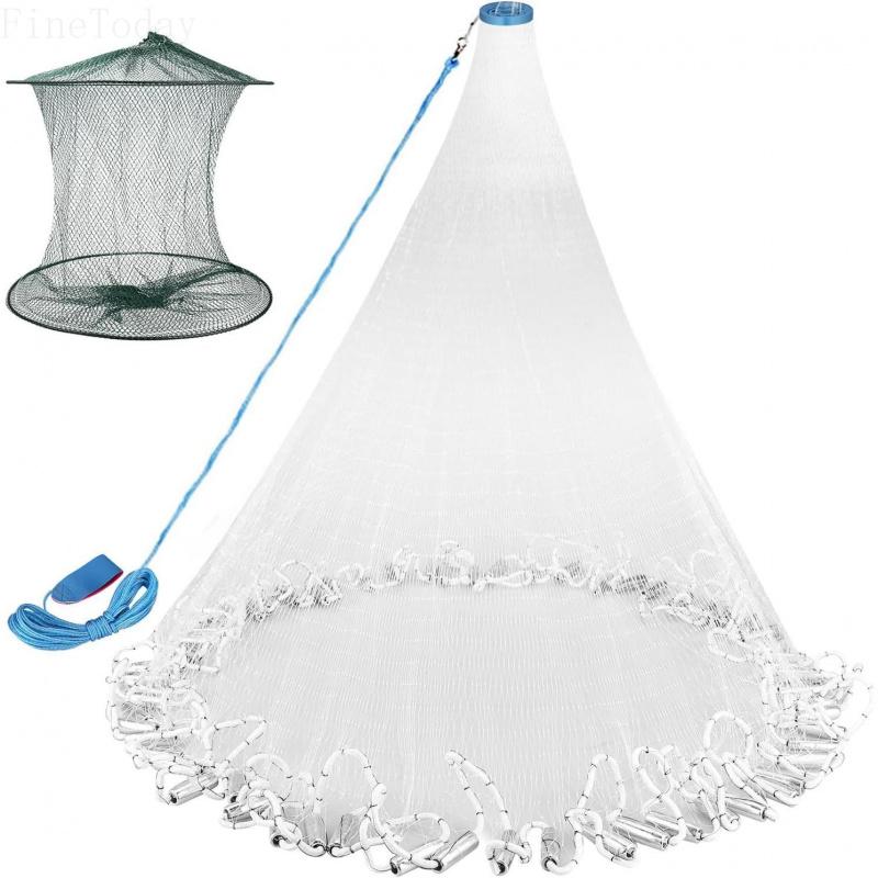 Cast Net for Fishing with Shrimp Cage, American Freshwater Saltwater ...