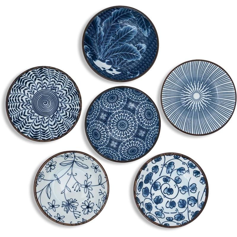 Boho Style Ceramic Snack Plate, 6 Counts/set Mini Creative Flower ...