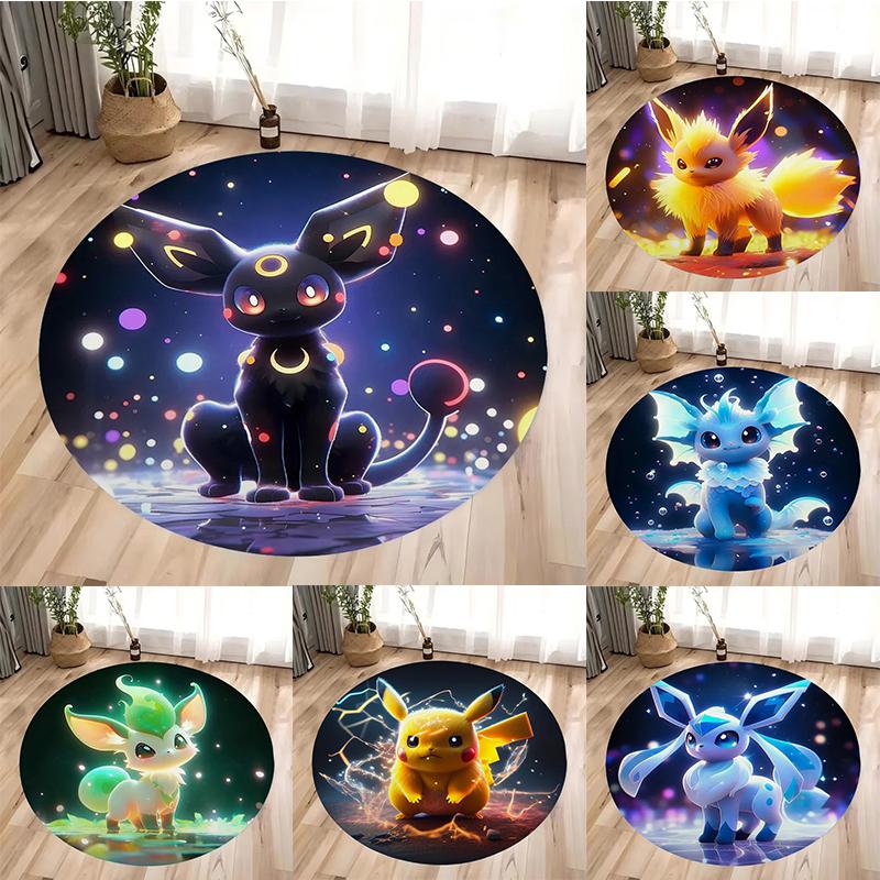 Gothic Pikachu Charmander Pokemon Print Round Carpet Non-sli - TikTok ...