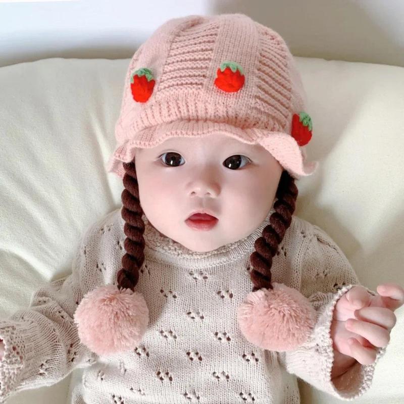 Thickening Cute Baby Hat Warm Woolen Yarn Cotton Knitted Wig - TikTok ...