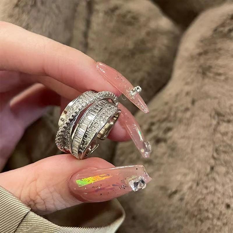 Cincin Pembukaan Geometrik Zirkon, Fesyen Korea, Untuk Wanita, - TikTok ...