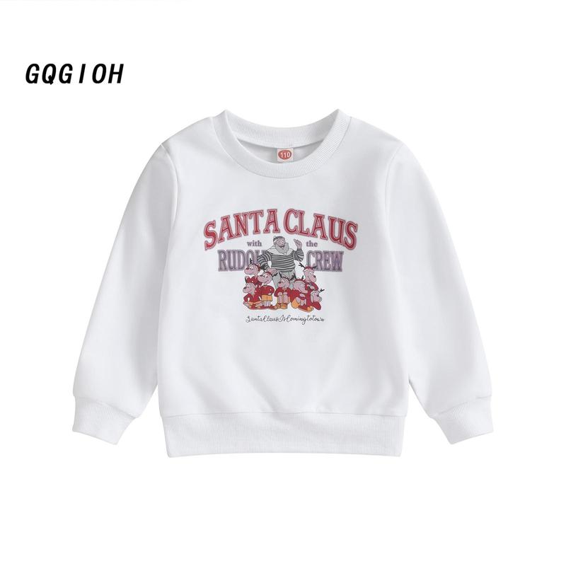 Girls Christmas Letter Print Crew Neck Long Sleeve Sweatshirt Tiktok Shop Singapore